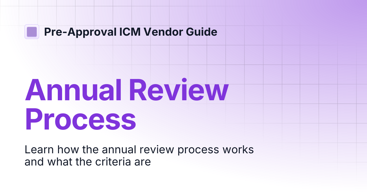Annual Review Process | Pre-Approval Onboarding Guide